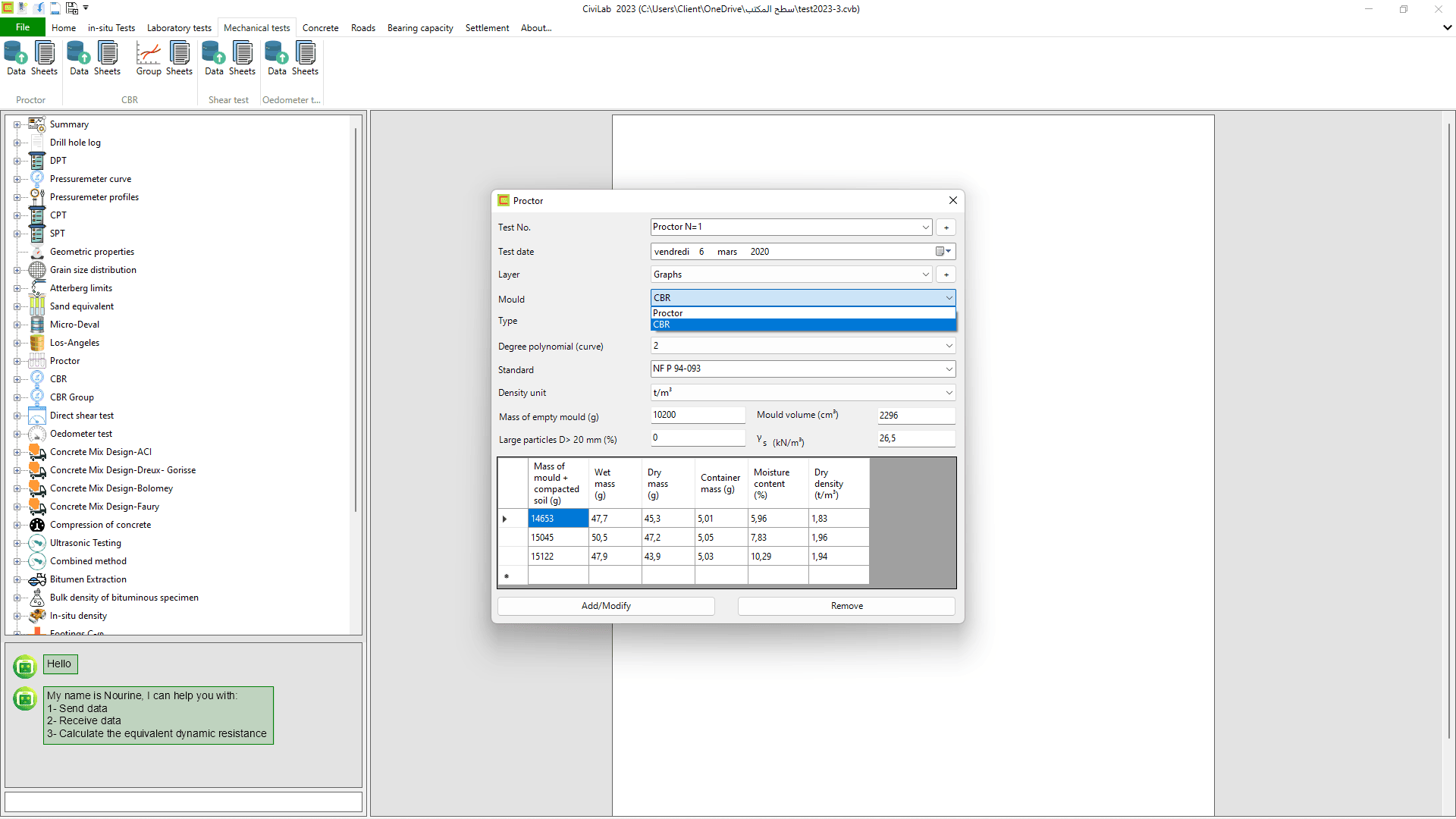 CiviLab: Soil software | Proctor compaction test