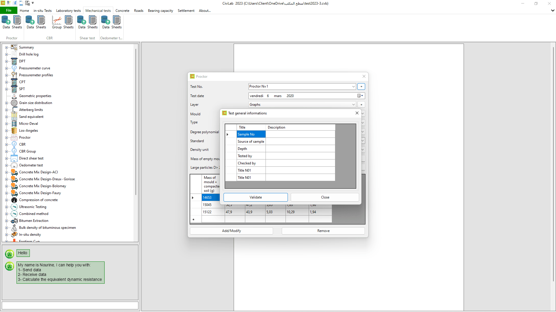 CiviLab: Soil software | Proctor compaction test